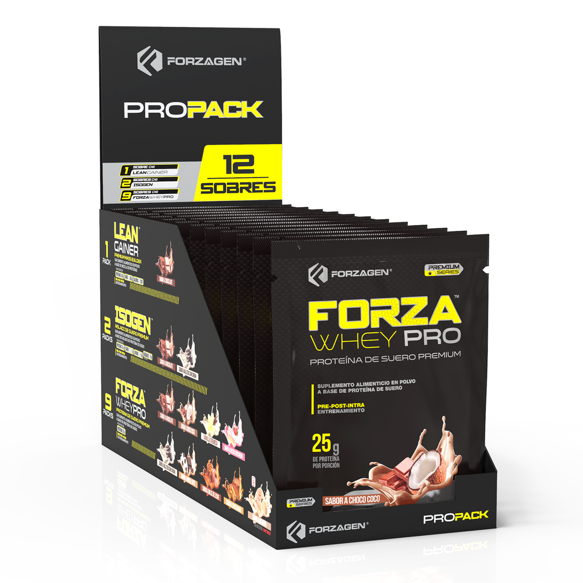 Pack de Proteínas Whey, Iso y Gainer | Forzagen ProPack | 12 Sobres ...